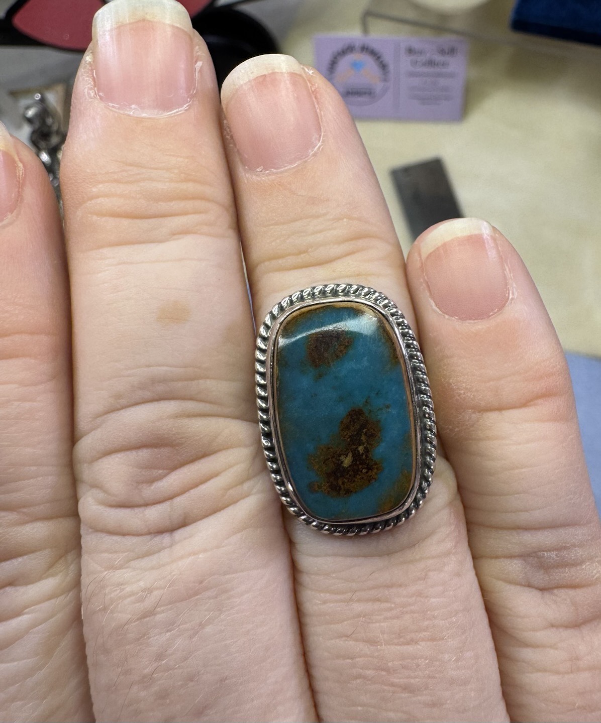 Amazing NEW Native American & Pilot Mountain Turquoise Ring -Sz 6.5 ...