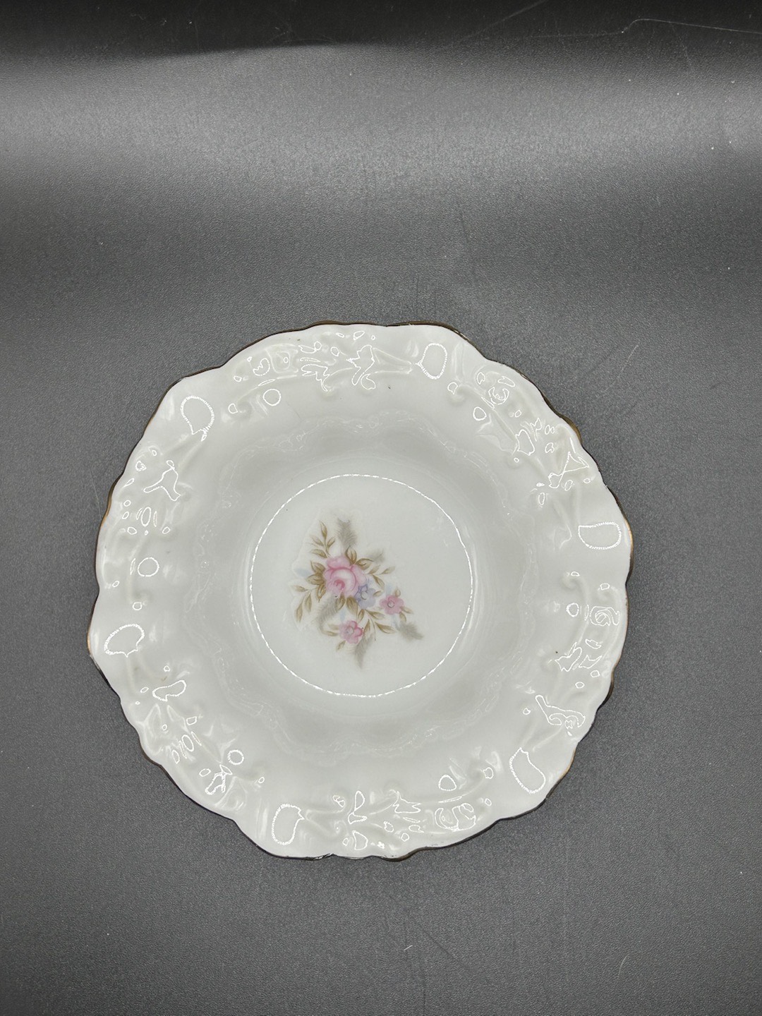 Lefton China Rose Pattern Trinket Bowl Dish