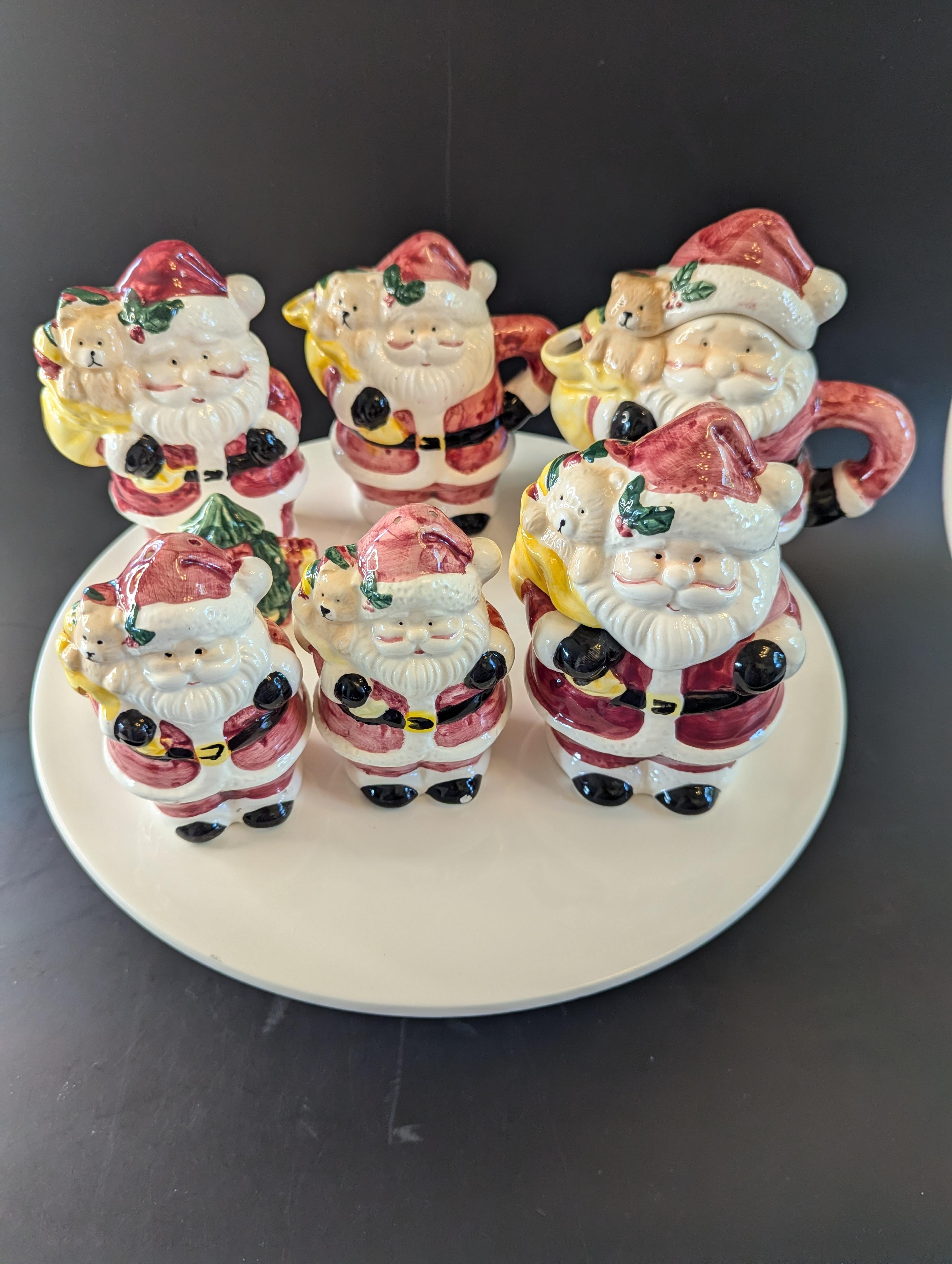 Vintage Santa Claus Kitchen Set, Salt And Pepper, Napkin Holder, Sugar ...
