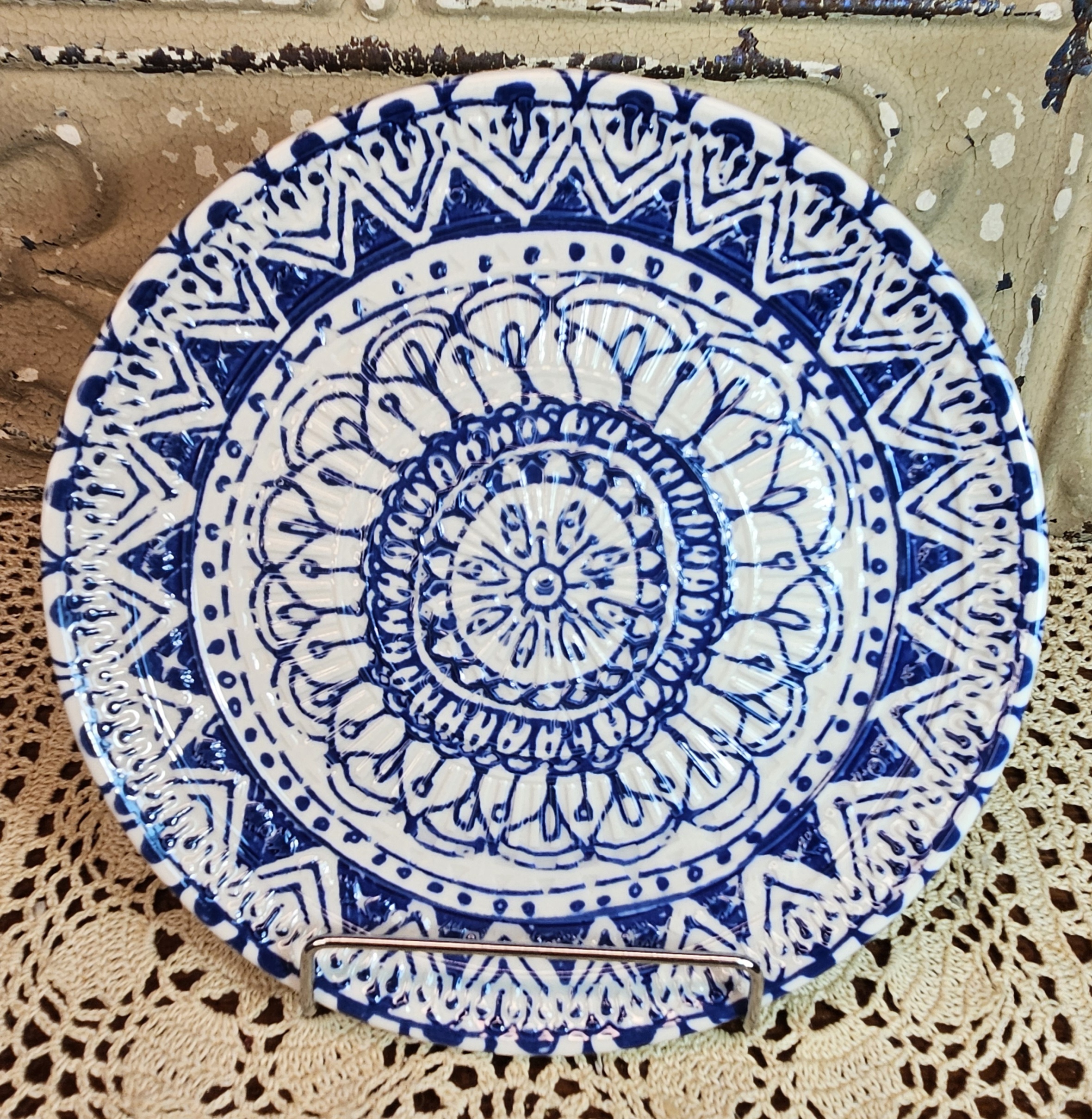 NWT Pier 1 Imports Cobalt Blue & White "Indigo" Dessert Salad Plate ...