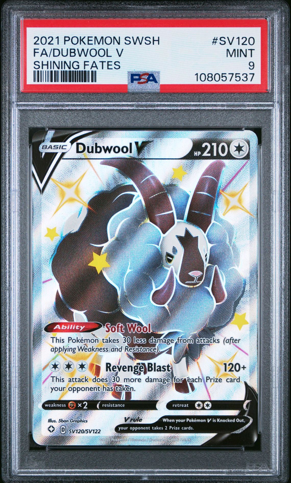 2021 Pokemon Shining Fates Full Art Dubwool V PSA 9