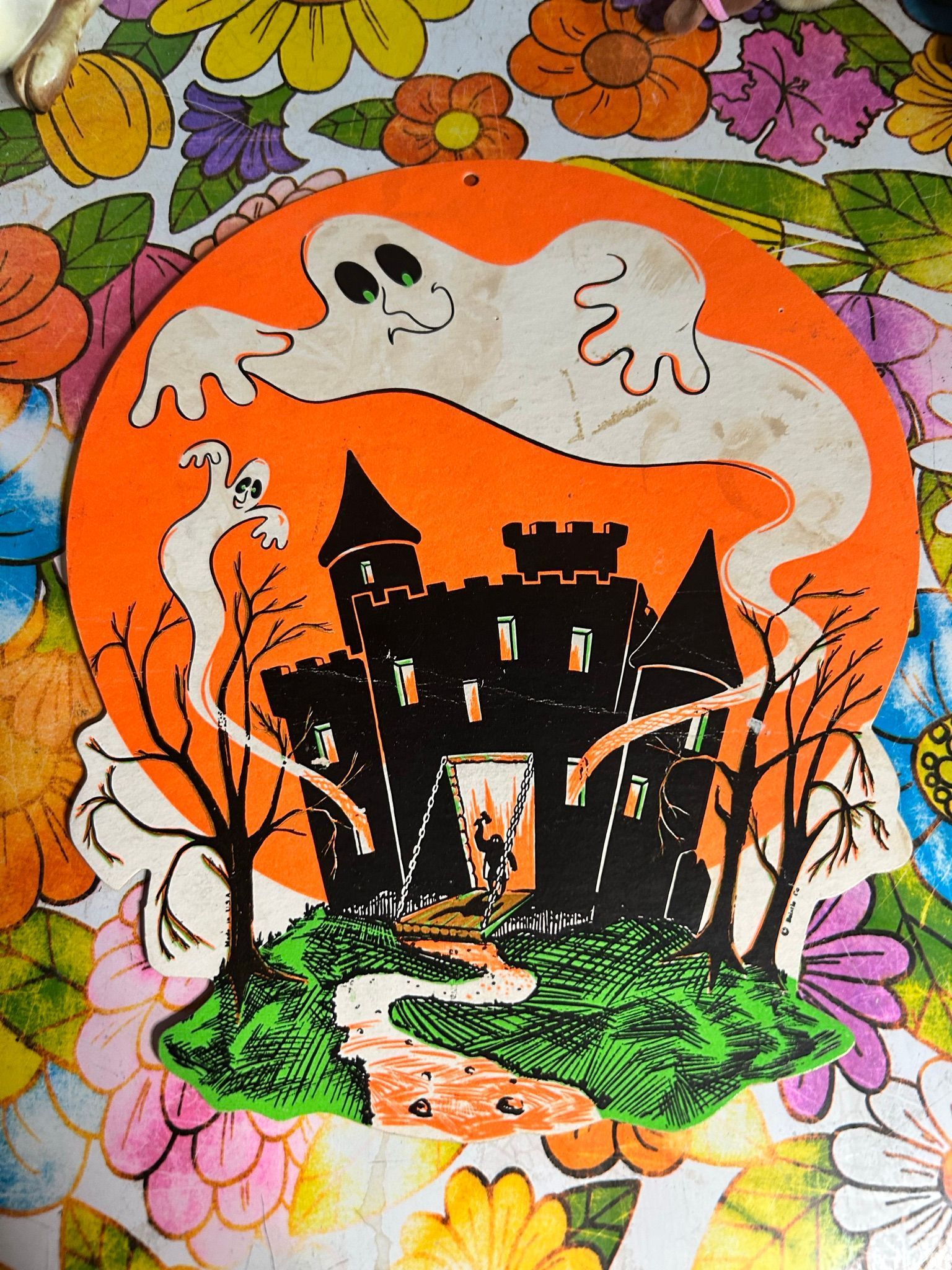 Vintage Biestle Ghost and Haunted House Halloween Diecut