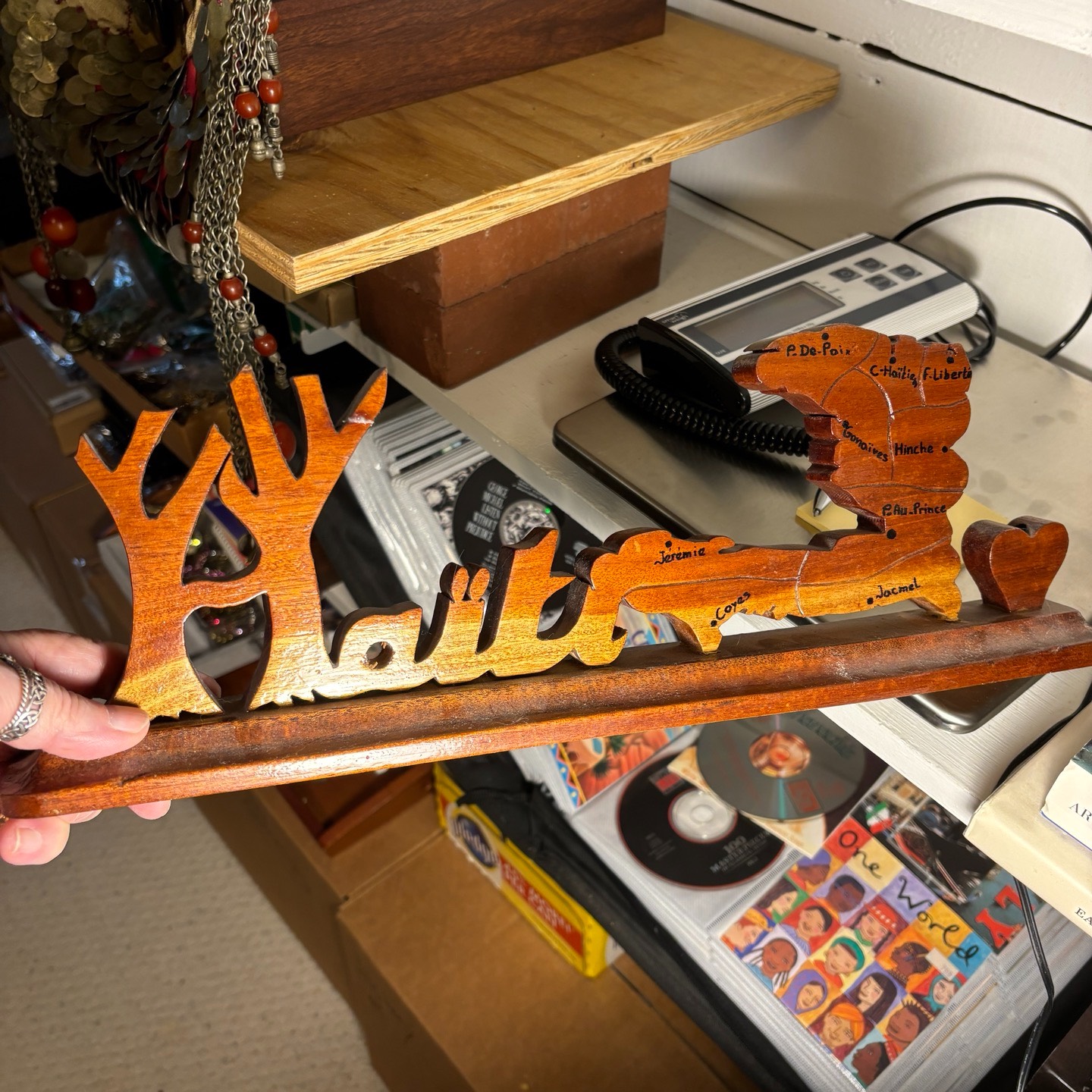 HAITI Wood Shelf Décor “Haiti” with Map 6x16x2