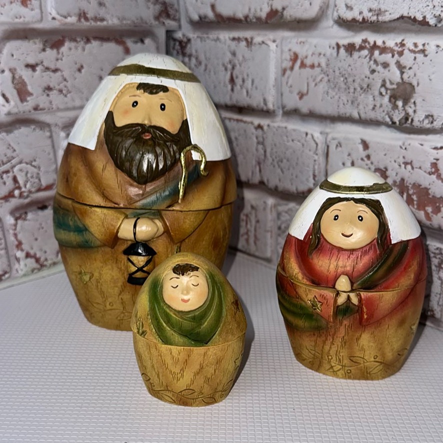 Roman Ink Holy Family Mary, Joseph & Baby Jesus Nesting Dolls Poly ...