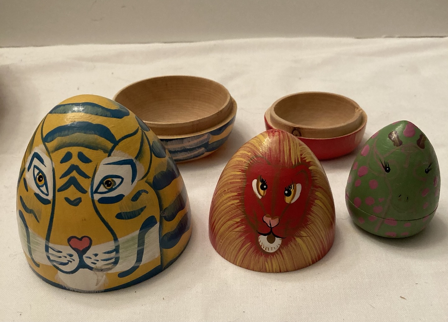 Russian Wooden Nesting Tiger Set-3pieces