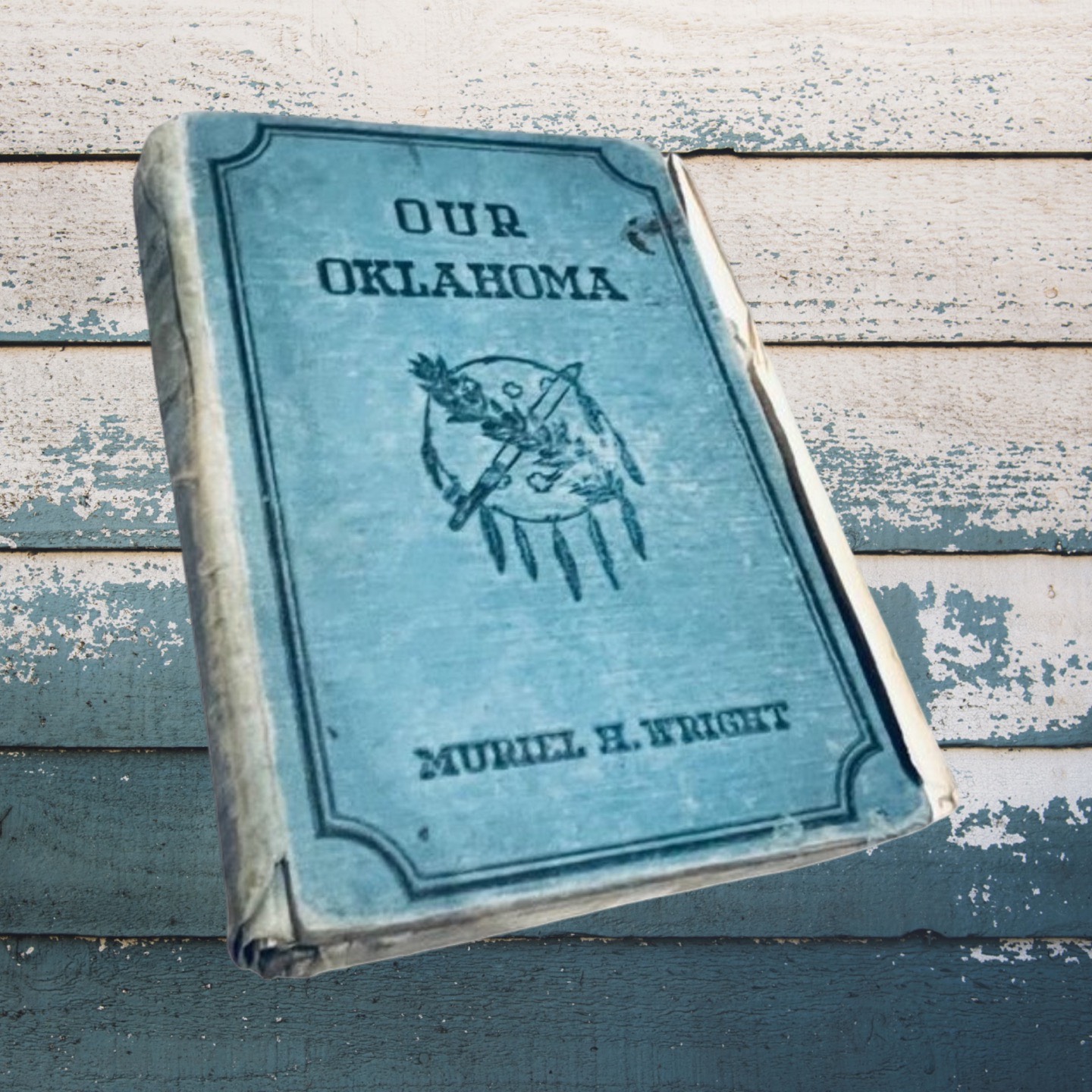Vintage Old Oklahoma Book Distressed Native Riser Blue