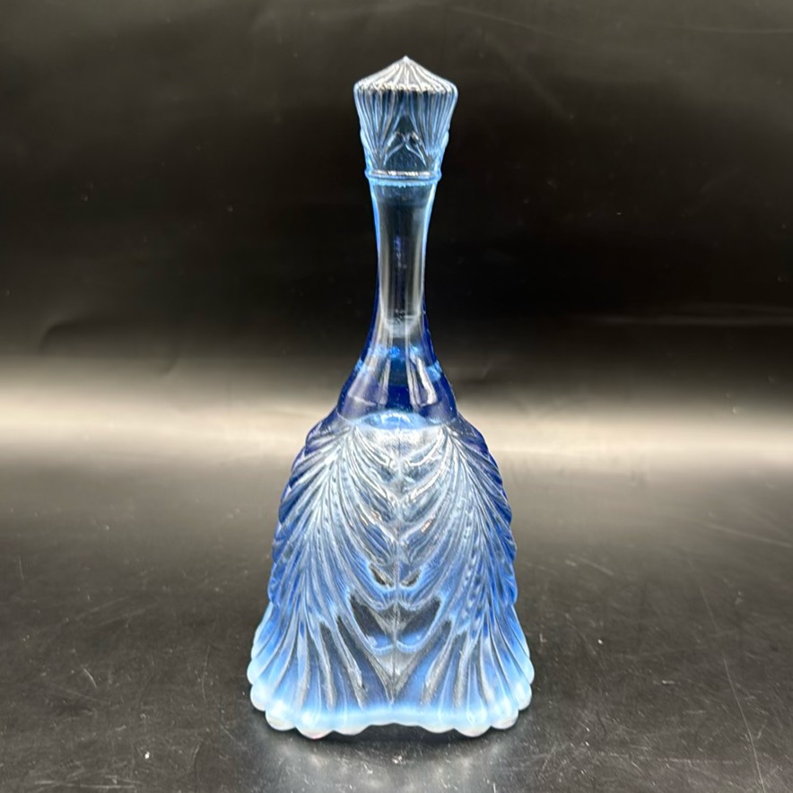 Fenton Blue Opalescent Feather Bell