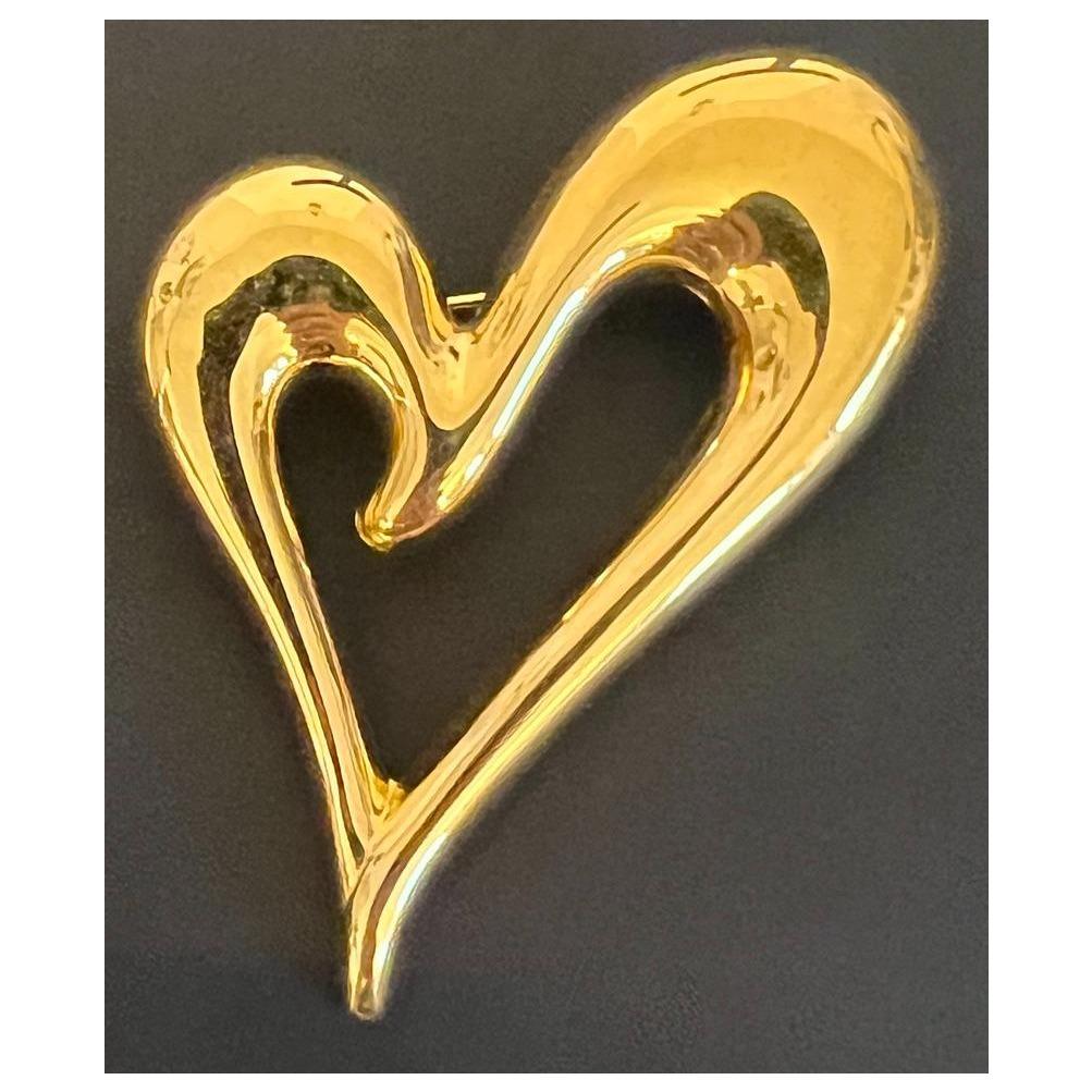 Vtg Monet Gold-Tone 2" Open Heart Brooch Pin Jewelry Signed Valentine ...