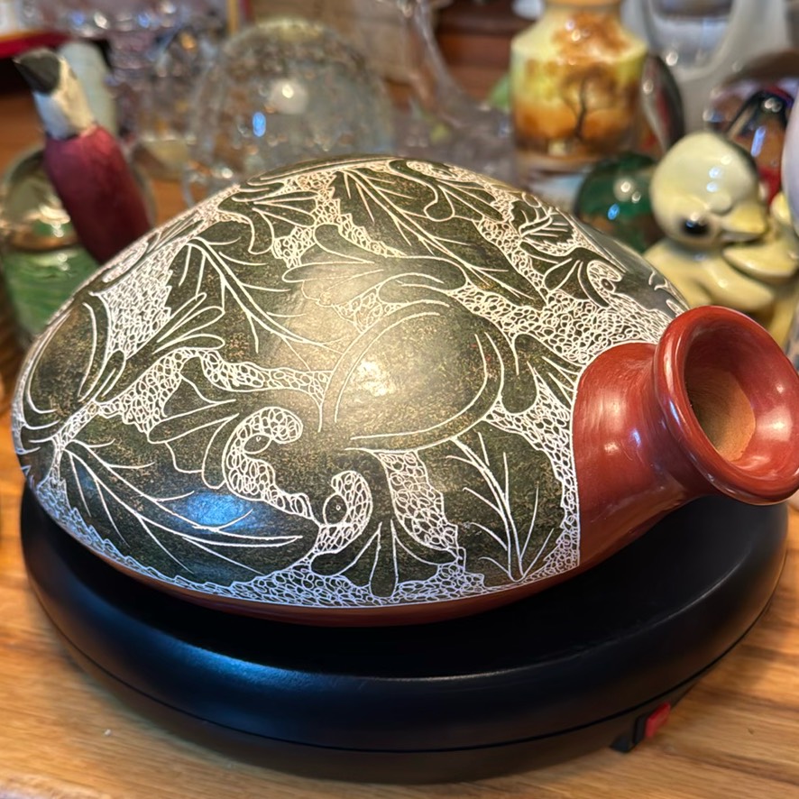 Signed Redware Pottery Frog Design