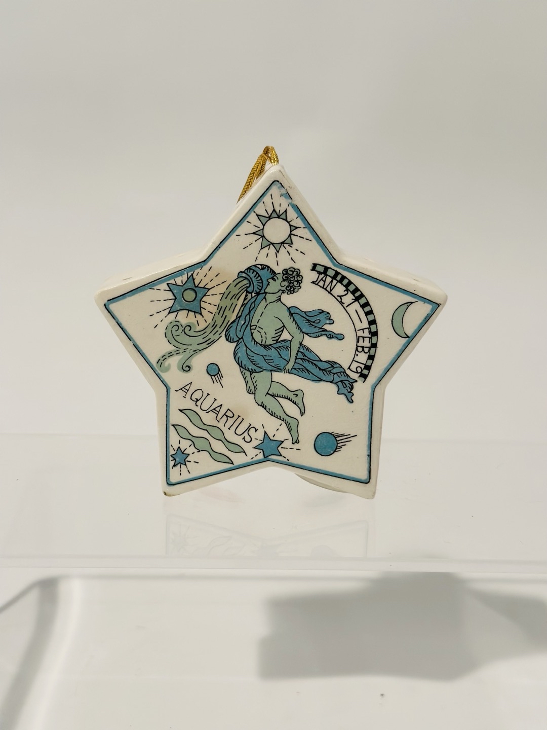 Zodiac Aquarius Porcelain Pomander Sachet or Ornament Andre Richards 1960s