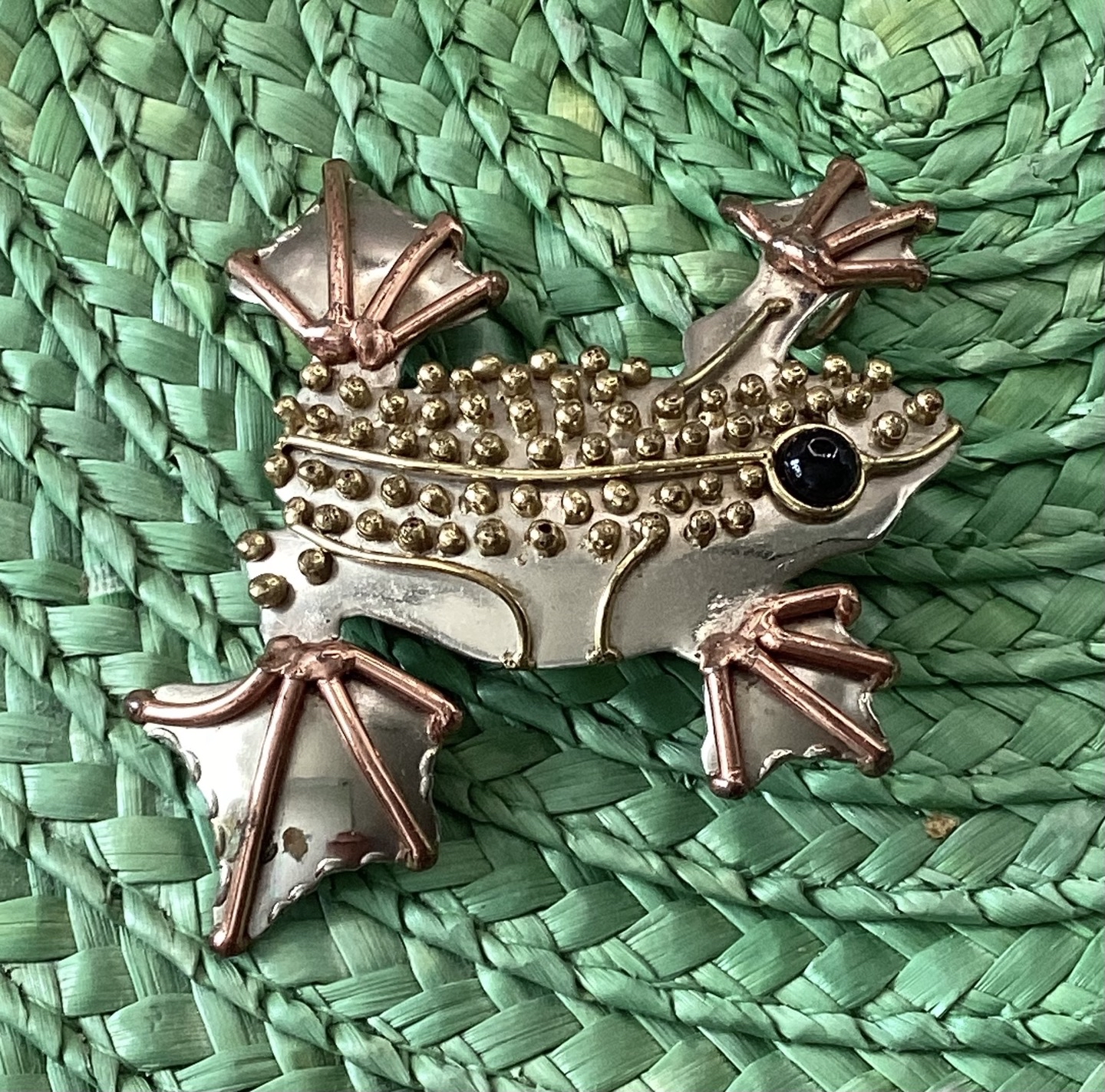 Artisan Mixed Metal Frog Brooch/Pendant