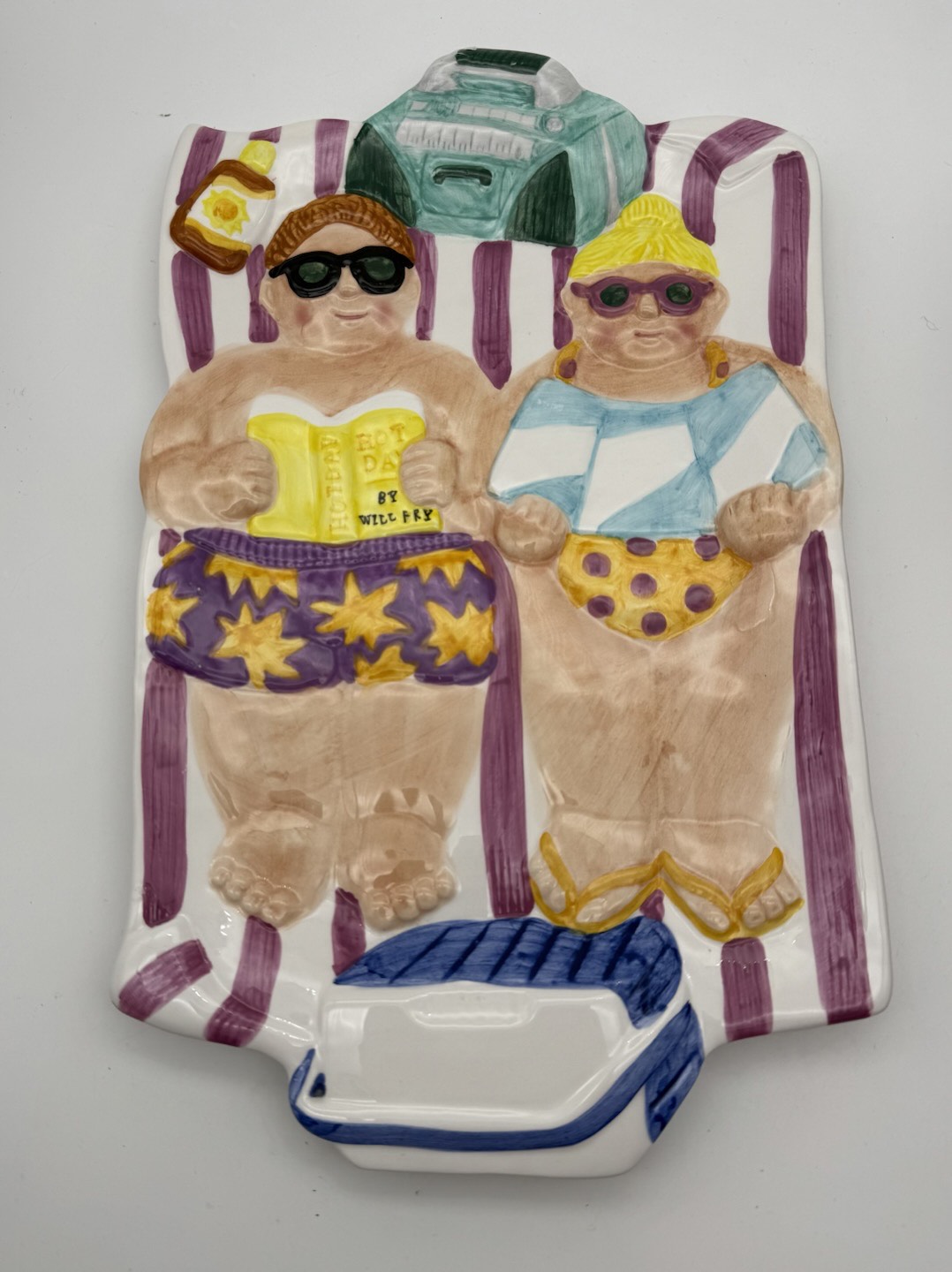 Chubbies 1996 Lotus Ceramic Platter Beach Couple Sunbathing Hot Day ...