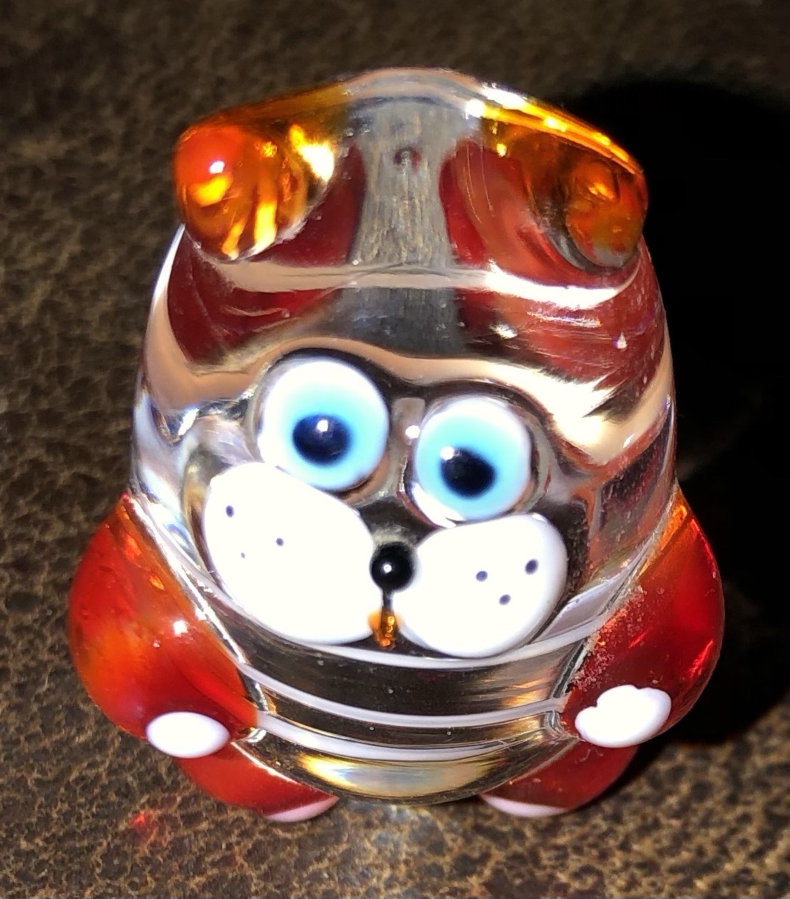 07C- Hand Blown Roly poly Cat Figurine