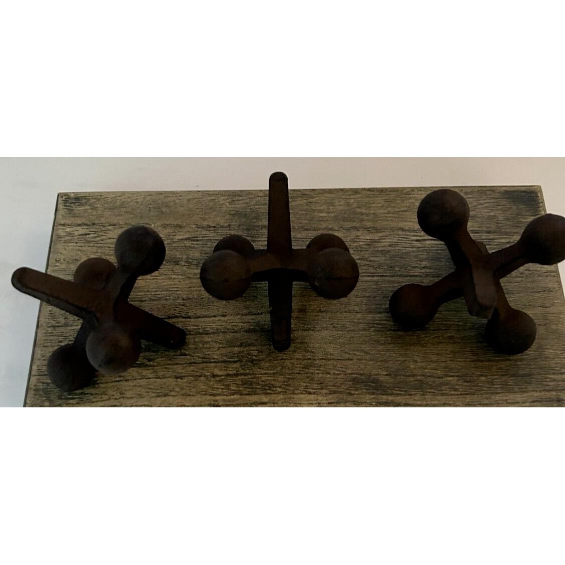 Vintage Cast Iron Rusty Metal Jacks Table Decor or Paperweights ~ Set ...