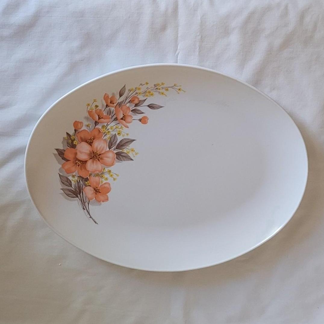 Vintage Marcrest Melmac Oval Platter With Floral Decoration