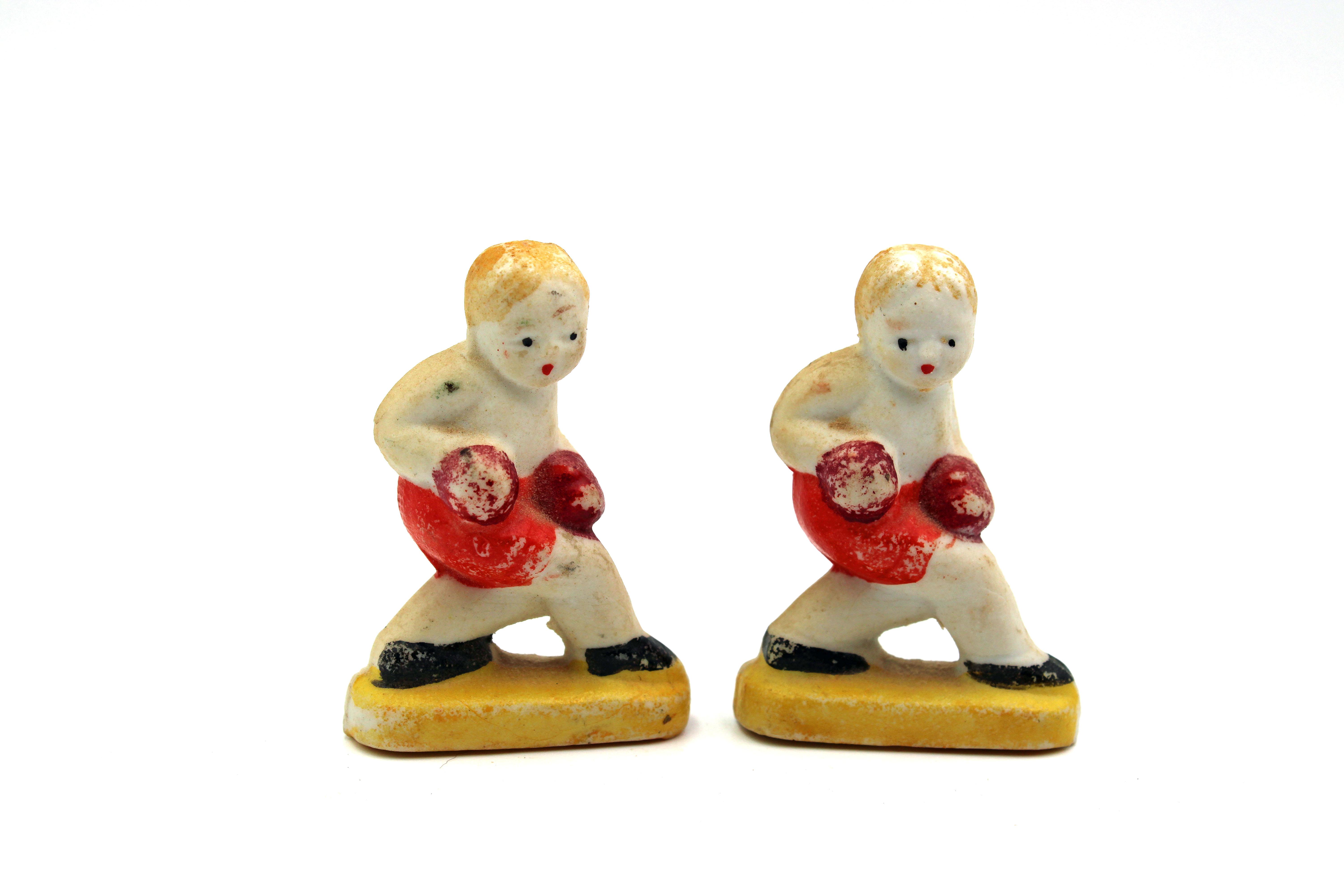Pair of Japan Bisque Boxer Figurines