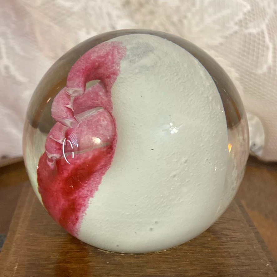 Amazing Encased Pink And White Wave Paperweight, 3@