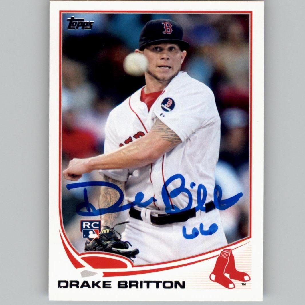 Drake Britton Signed Boston Red Sox 2013 Topps Update Baseball Card #US144