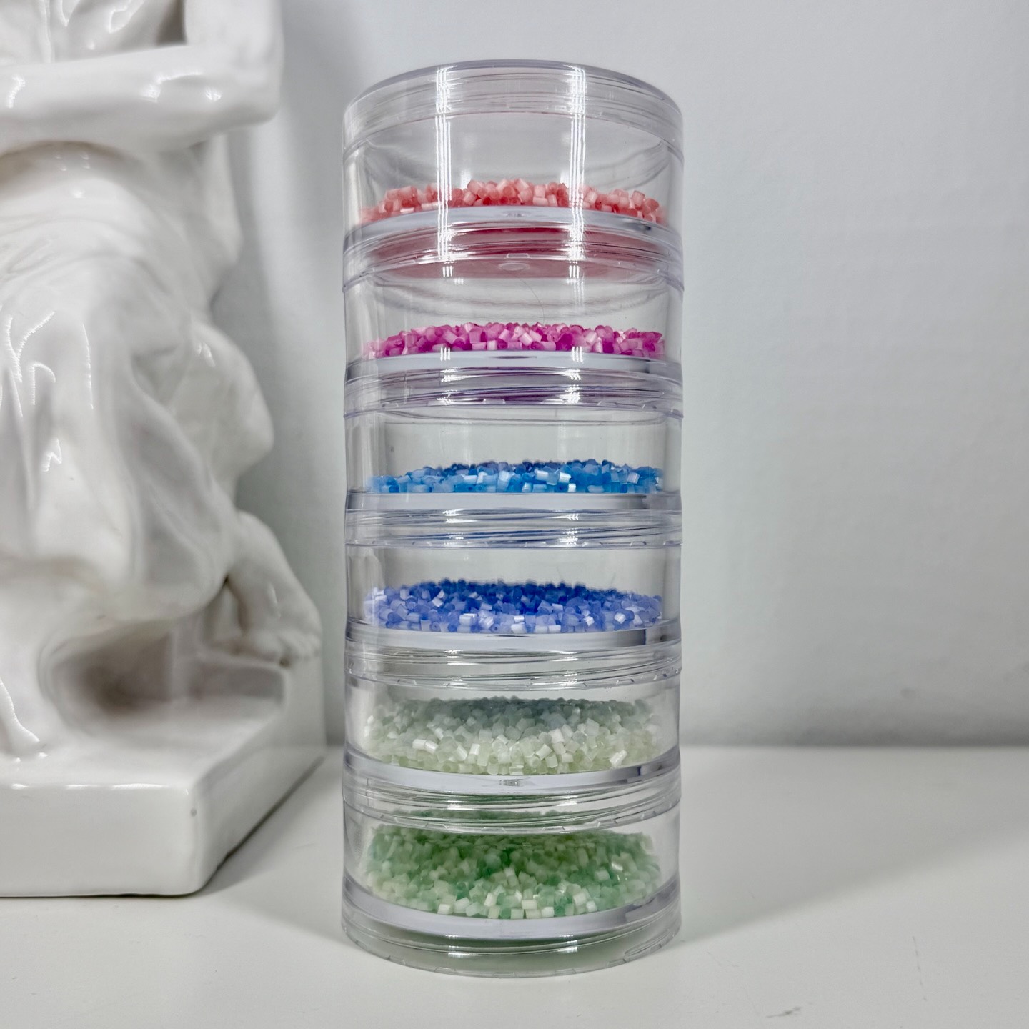 Stacking Bead Tower w/6 Sections of Glass Tube Beads (1)