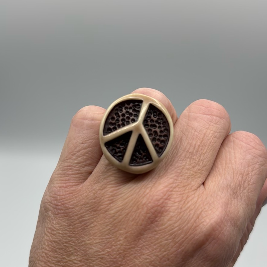 Bakelite Peace Sign Ring Size 8