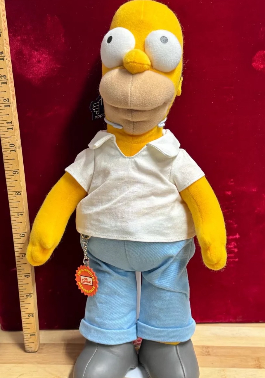 The Simpsons 16” Homer Plush Figure Doll - Applause 2002 W Keychain RARE