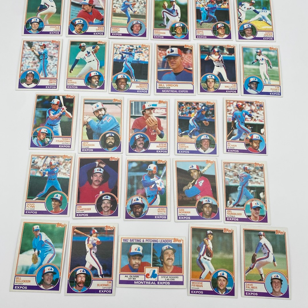 Topps 1983 MLB Montreal Expos Lot of 27 Trading Cards - No Duplicates