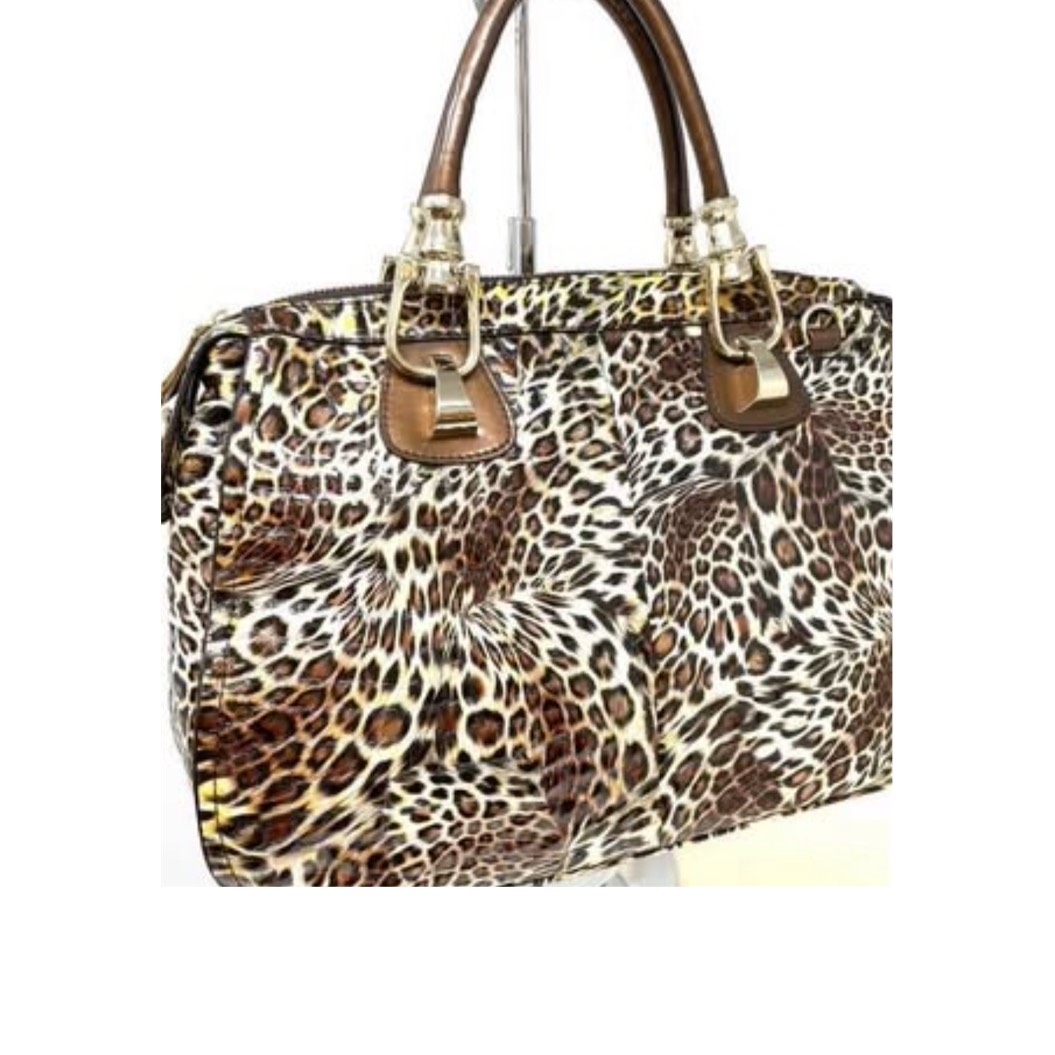 CHEETAH PRINT PATENT LEATHER HANDBAG