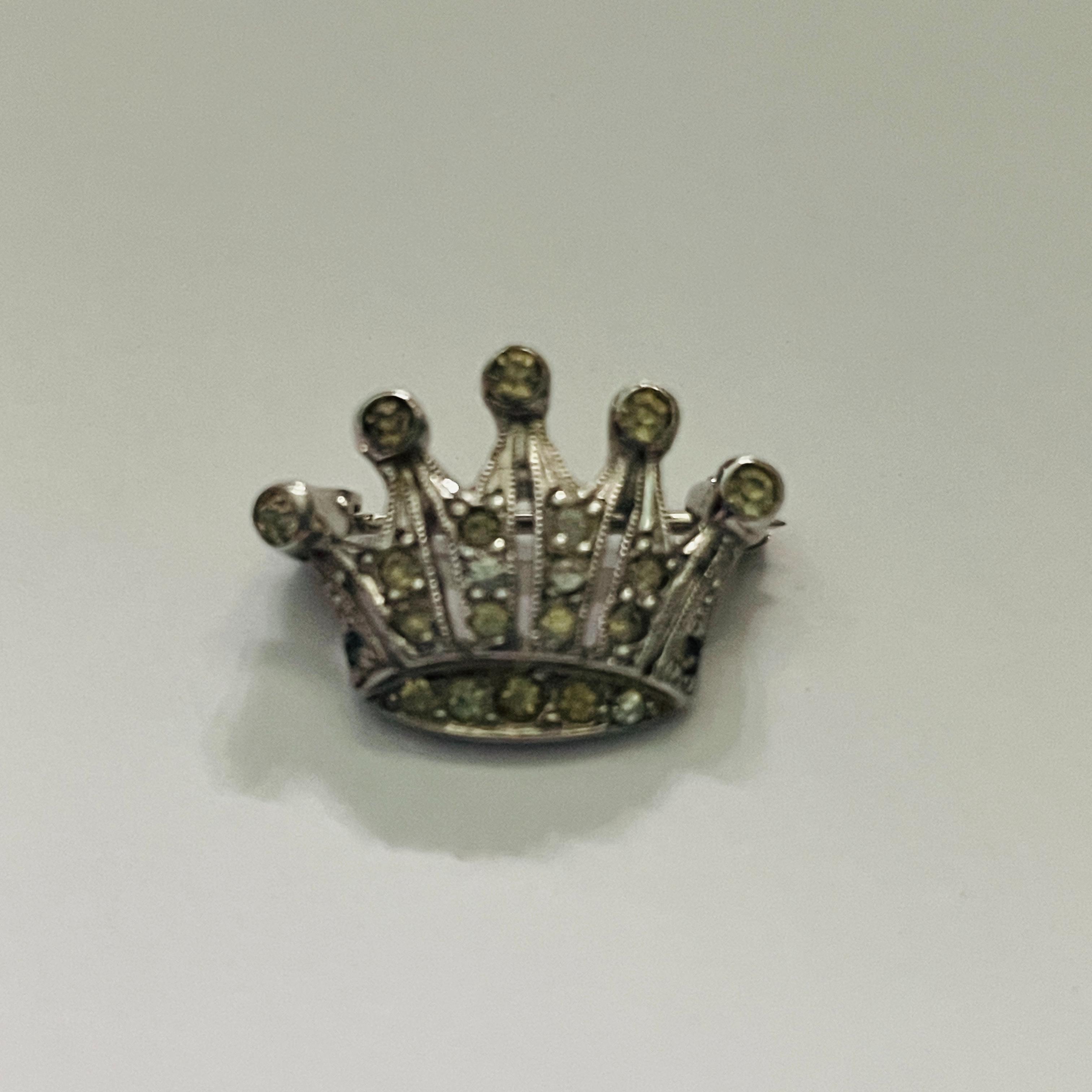 Regal Crown Brooch with Rhinestone Accents