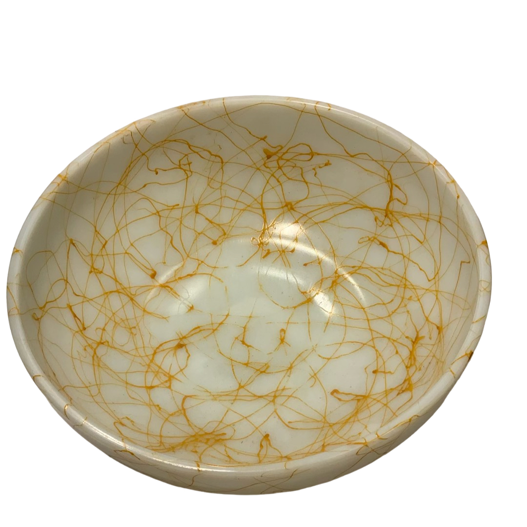 Hazel Atlas White Milk Glass With Golden Rod Spaghetti Splatter Line ...