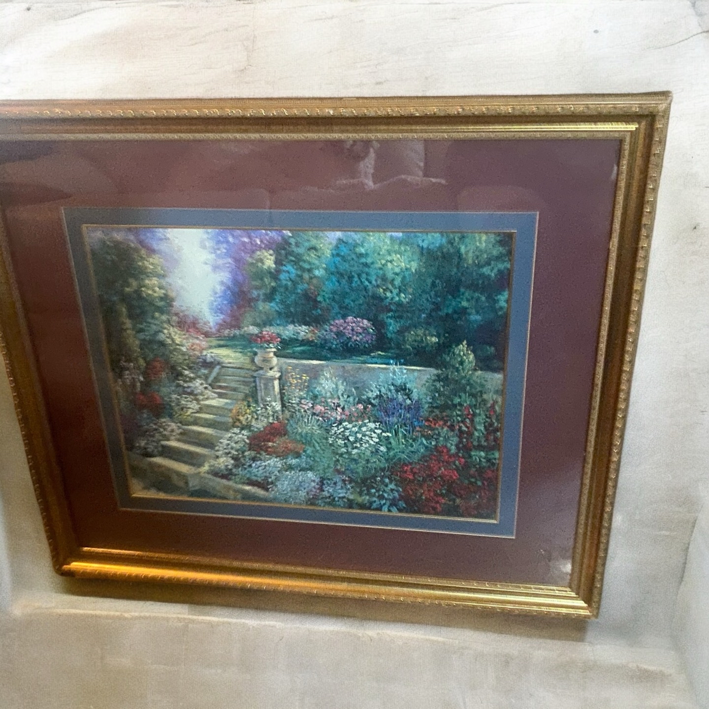 Van Martin "Stone Stair And Garden Scene" Print - Crown Fine Arts - Framed
