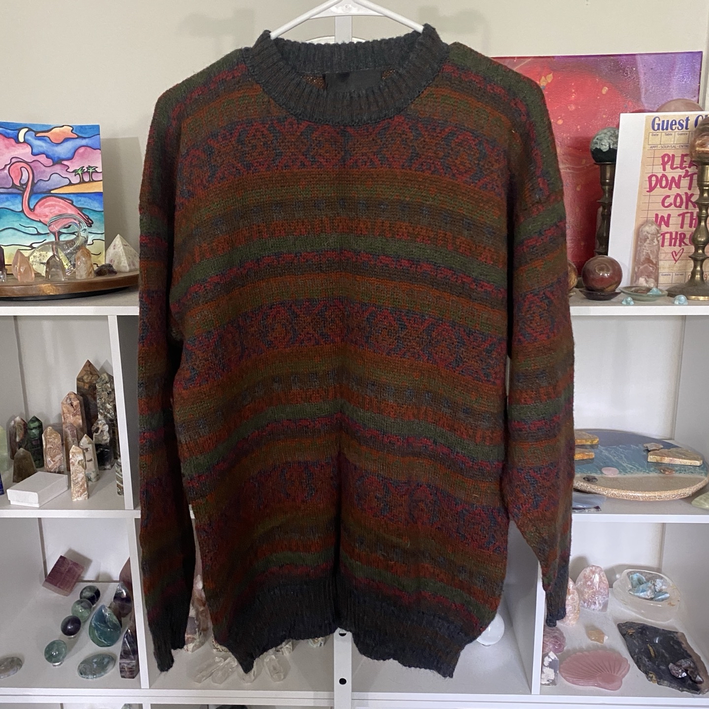 Vintage Colorful Fair Isle Sweater Wool Men’s Large Eclectic Grandpa ...
