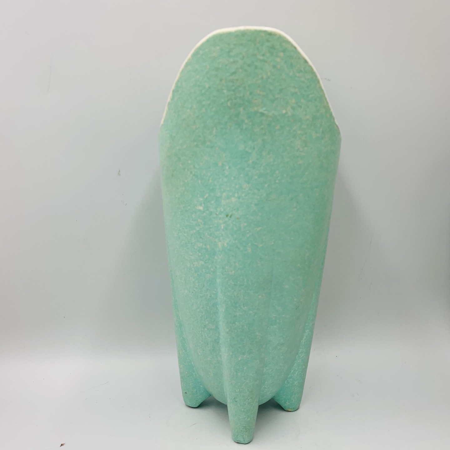 Shawnee 1023 Rocket Ship Atomic Vase Turquoise And White
