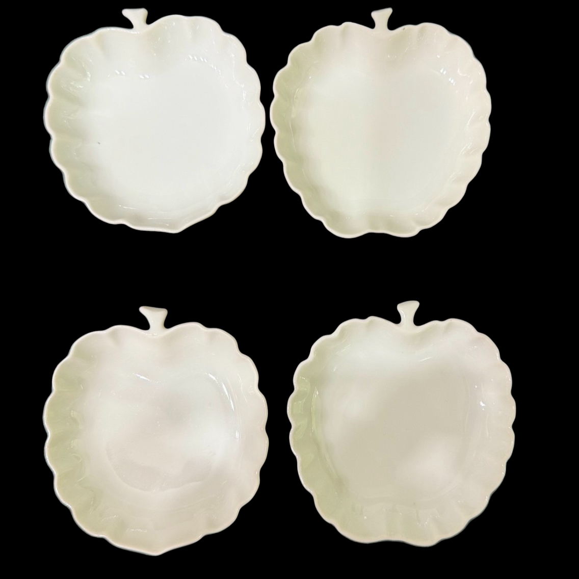Ardalt Japan White Apple-Shaped Butter Pats Or Salt Cellars Trinket Dishes