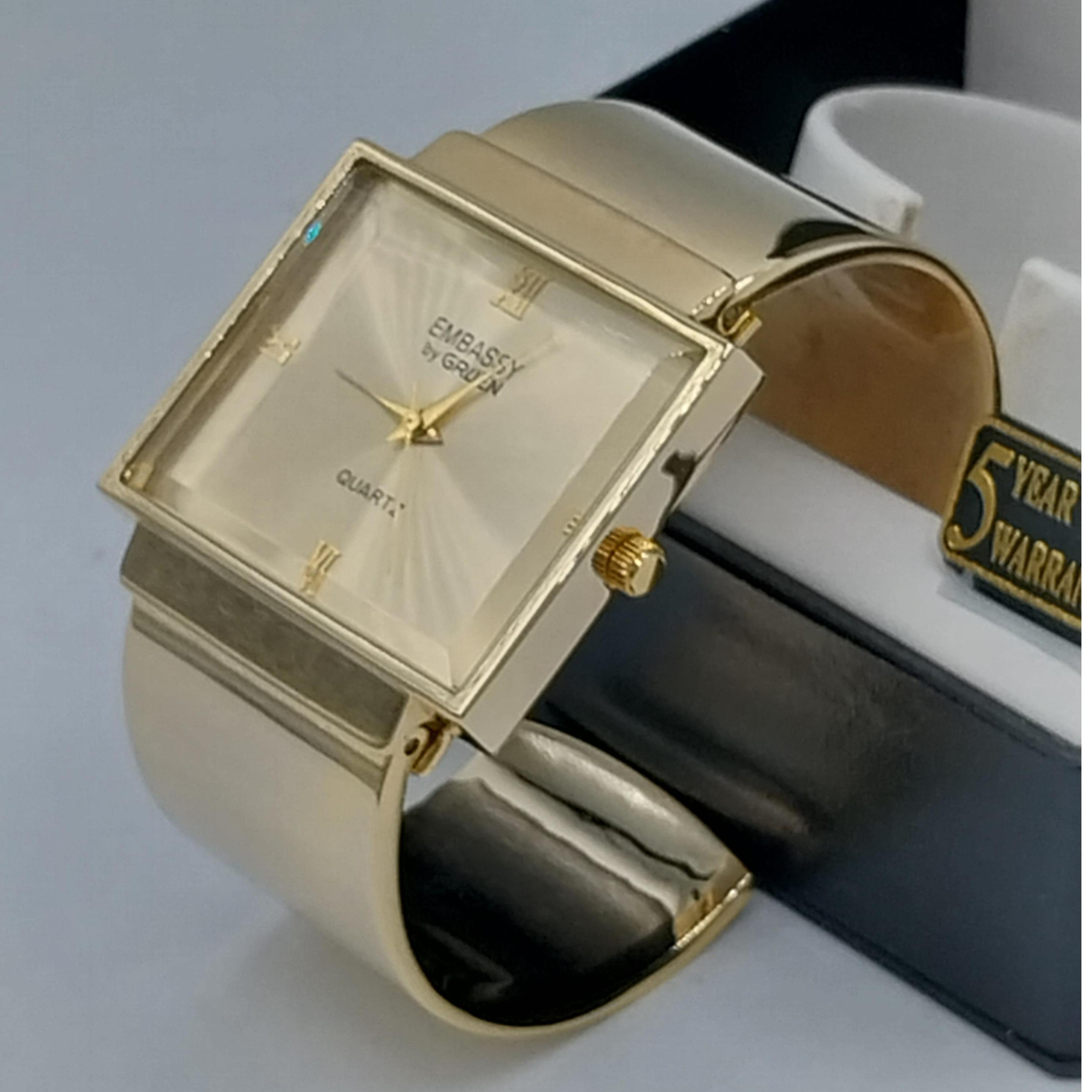 Vintage, RARE, Embassy by Gruen for DressBarn, Women's Gold Tone Cuff ...