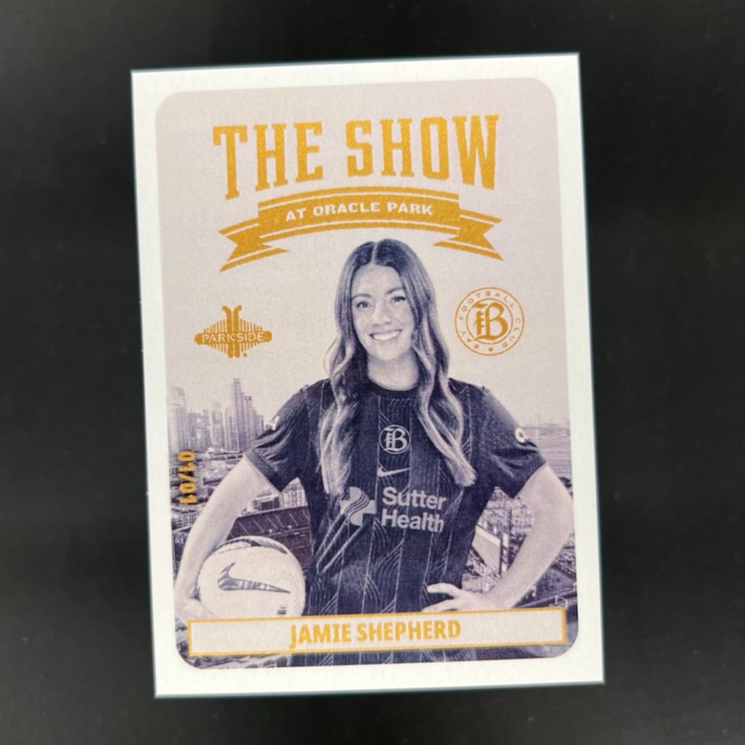 Jamie Shepherd 2025 Parkside NWSL Bay FC The Show at Oracle Park Gold 1 ...