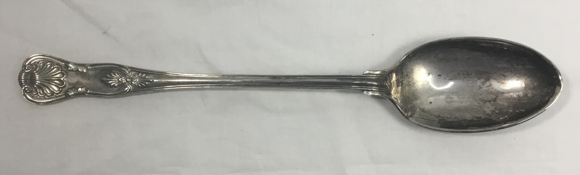 F.B. Rogers large serving spoon, pattern FBR14, zinc electroplate, 13"