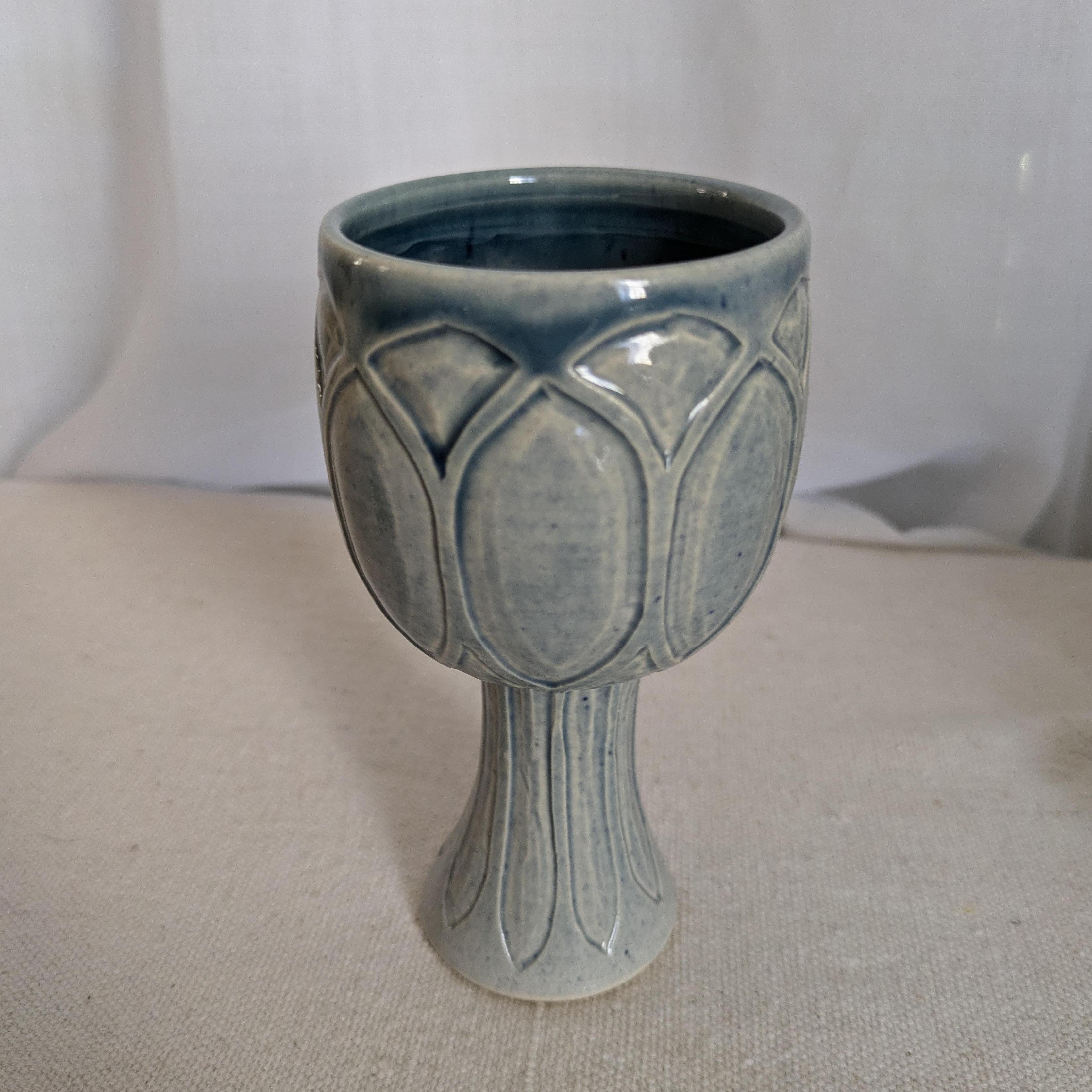 Blue Goblet M. Drinan Studio Art Pottery