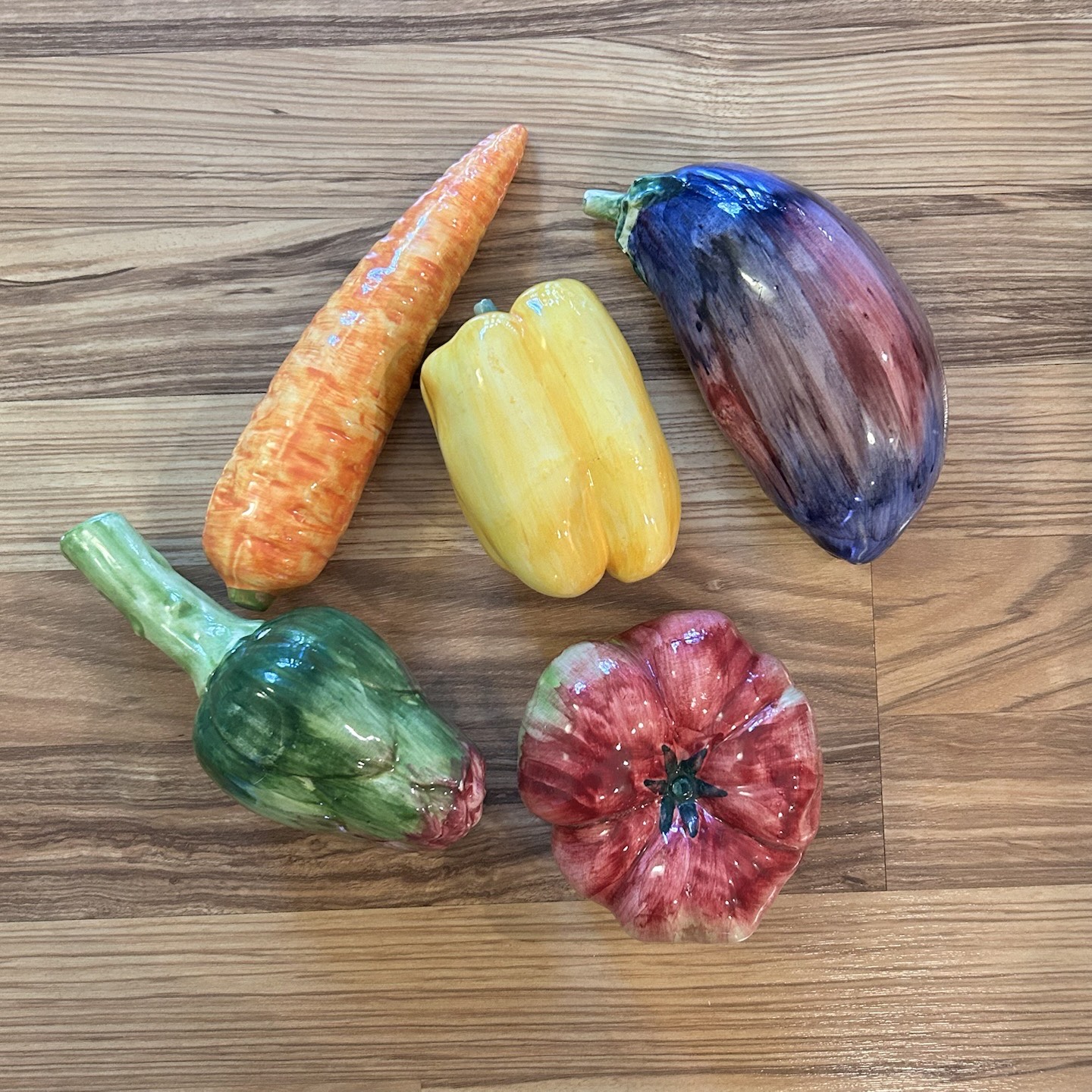 Vietri Hand Painted Italian Ceramic Vegetables Set Of 5