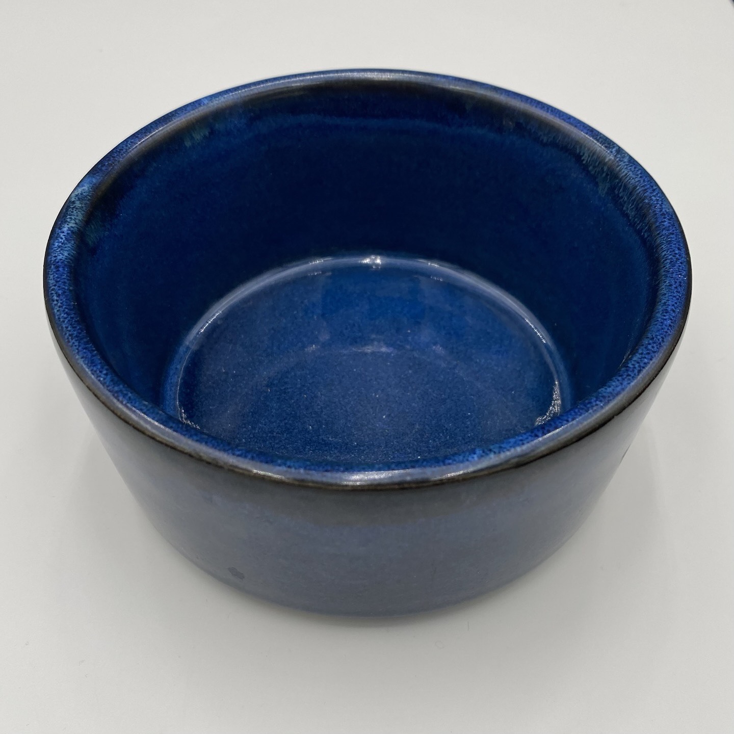 Deep Royal Blue and Navy Drip Glaze Stoneware Bowl, 5" x 2.3"