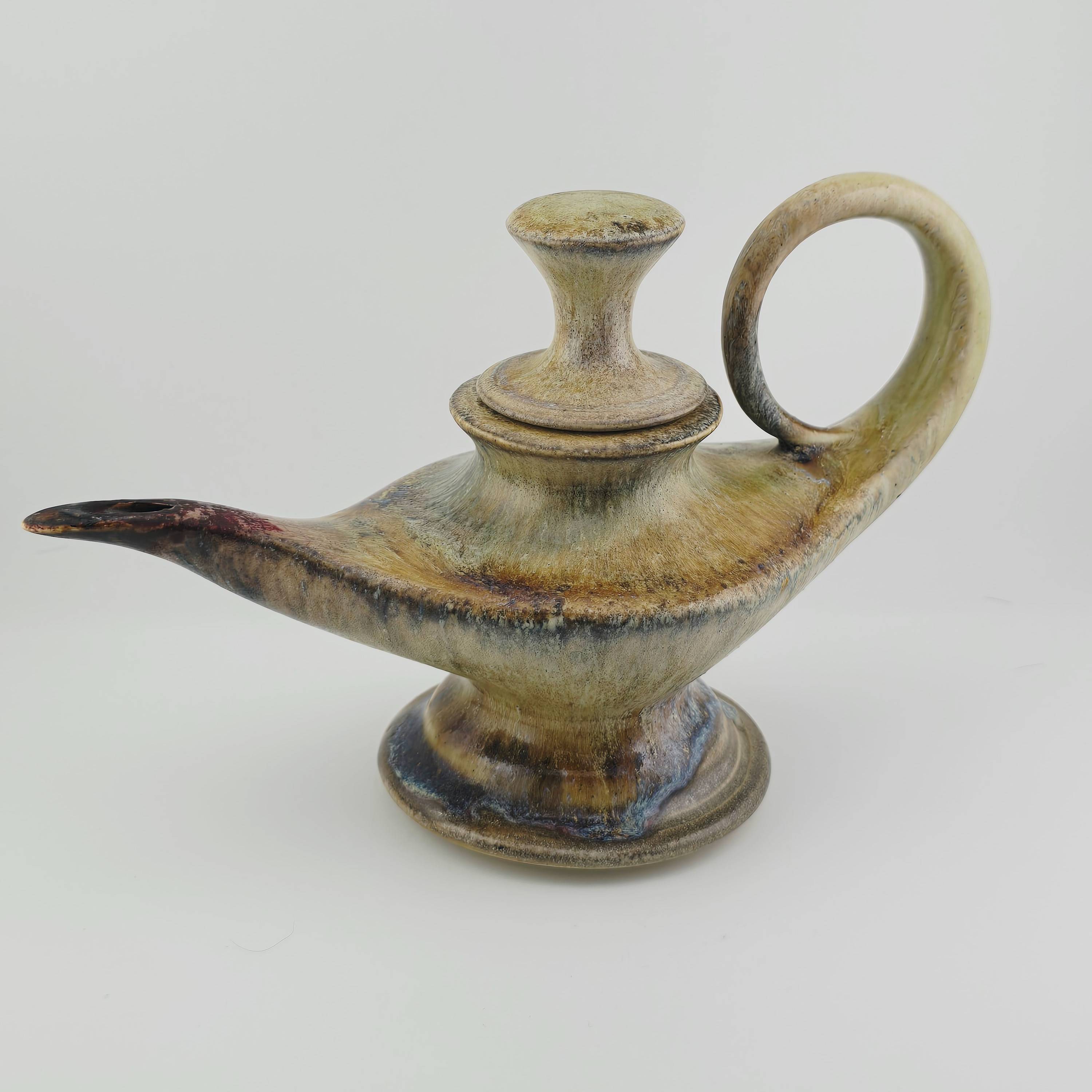 5" Vintage Bill and Vive Mohl Pottery Genie Oil Lamp