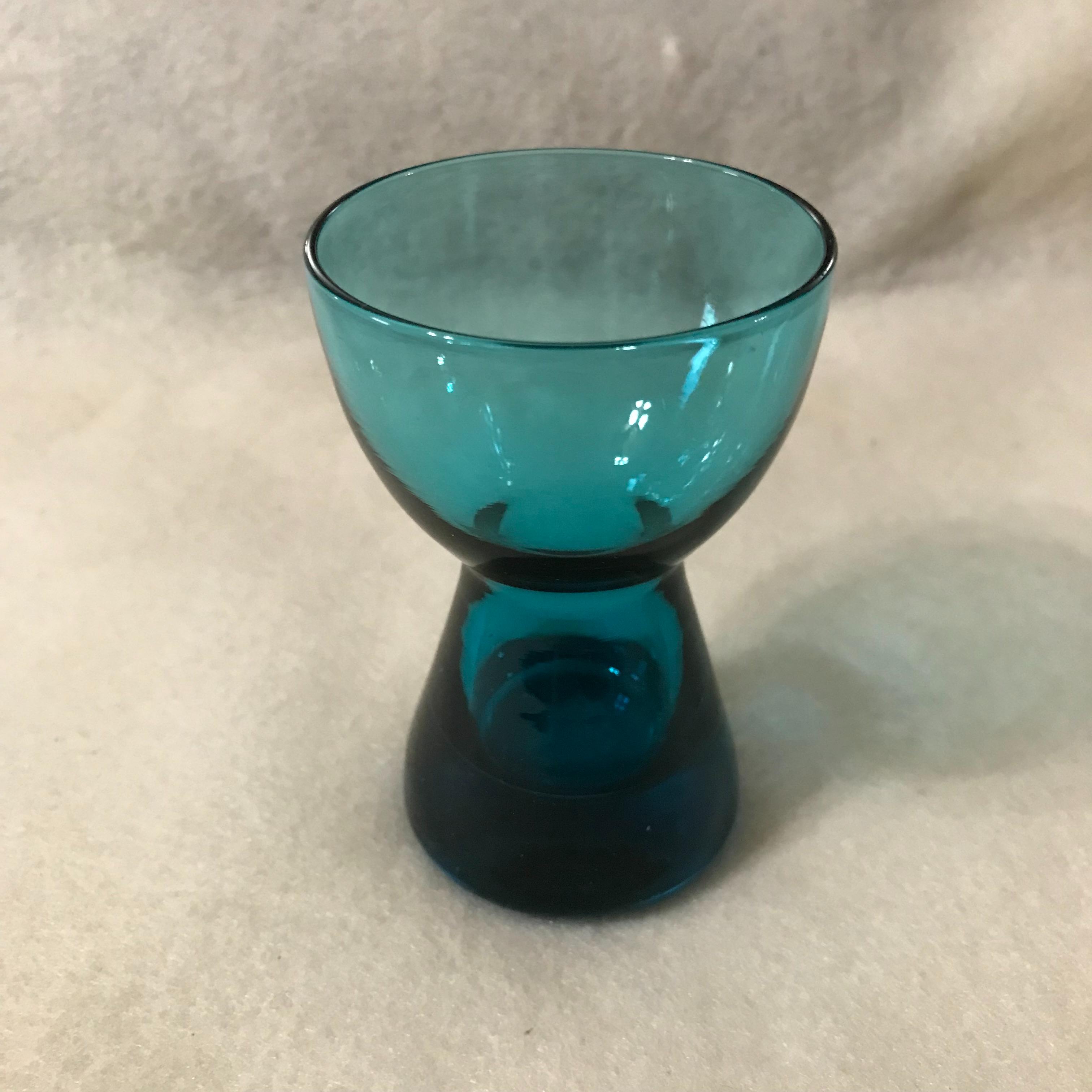 Morgantown Glass Blue Barton Peacock MCM Candle Holder/ Vase