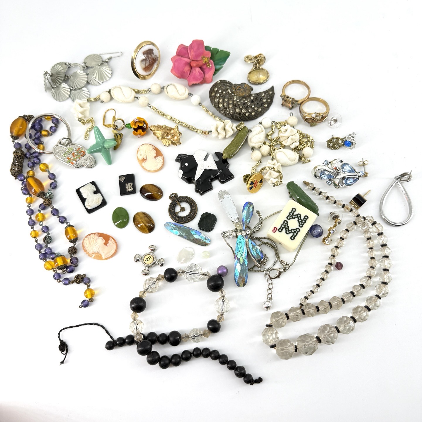 Craft Lot Crafting Beads Cameos Broken Costume Jewelry