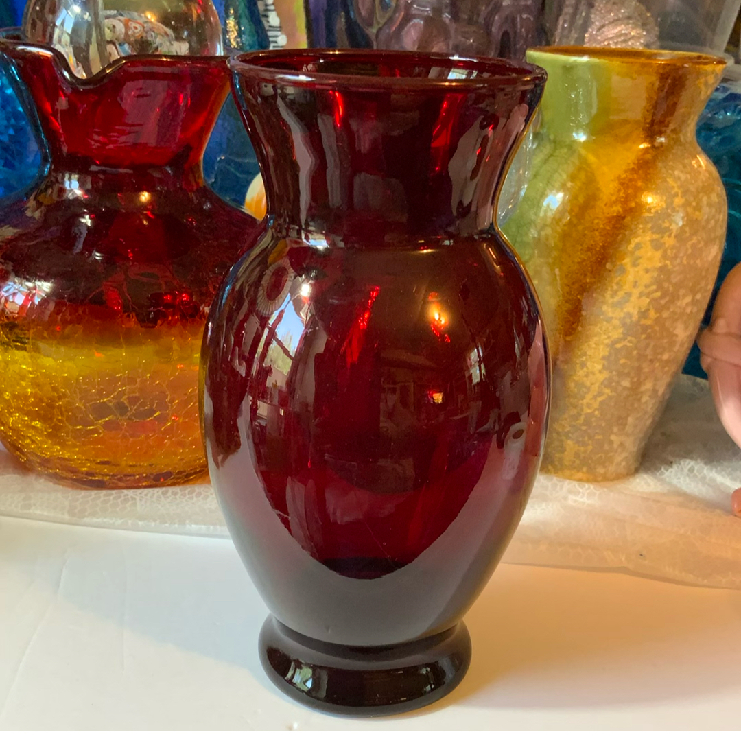 Ruby Red Art Glass Vase