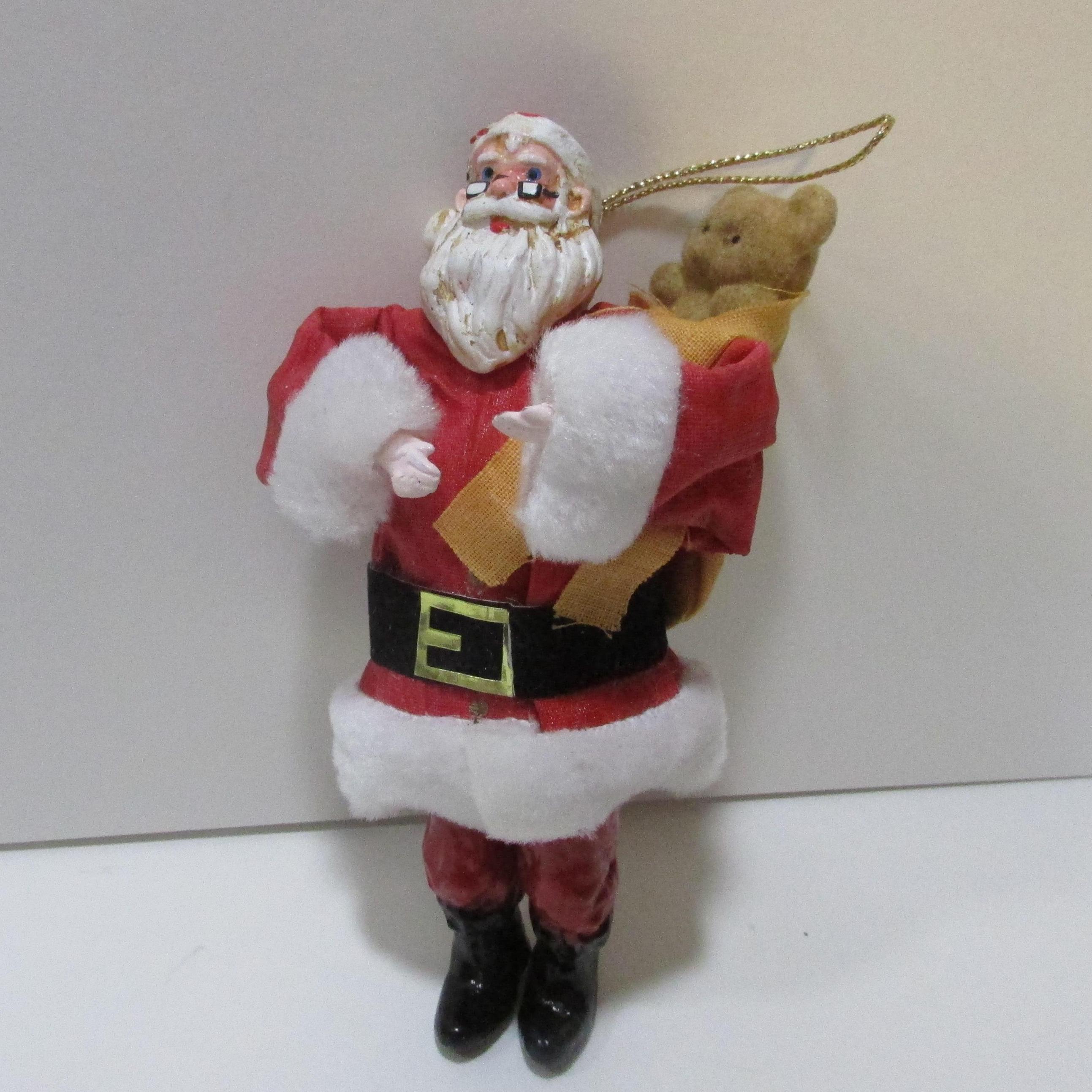 vintage 1987 Enesco plastic and cloth Santa with toy sack Christmas ...