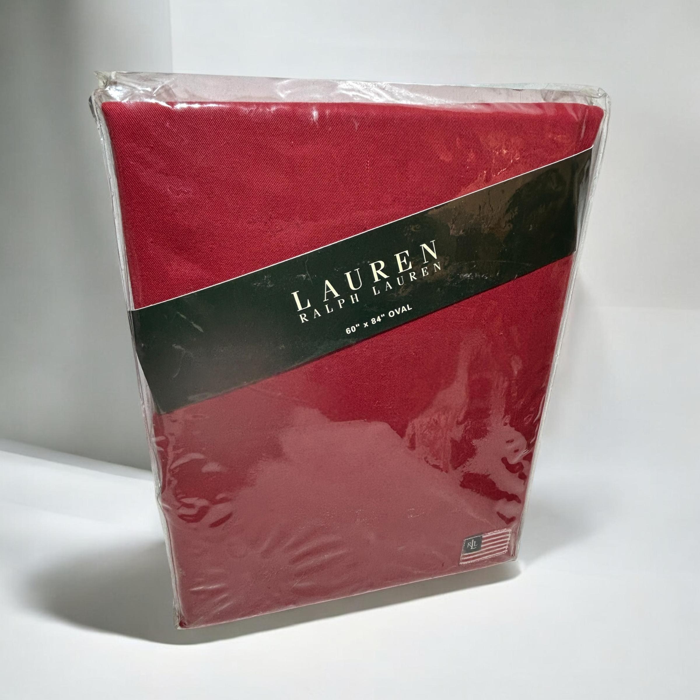 Lauren Ralph Lauren Tablecloth 60" x 84" Oval Dark Red NWT