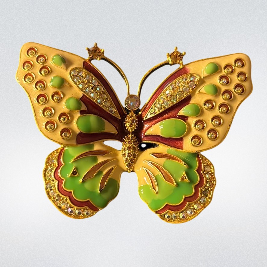 Kenneth Jay Lane Pastel Butterfly Pin With Box
