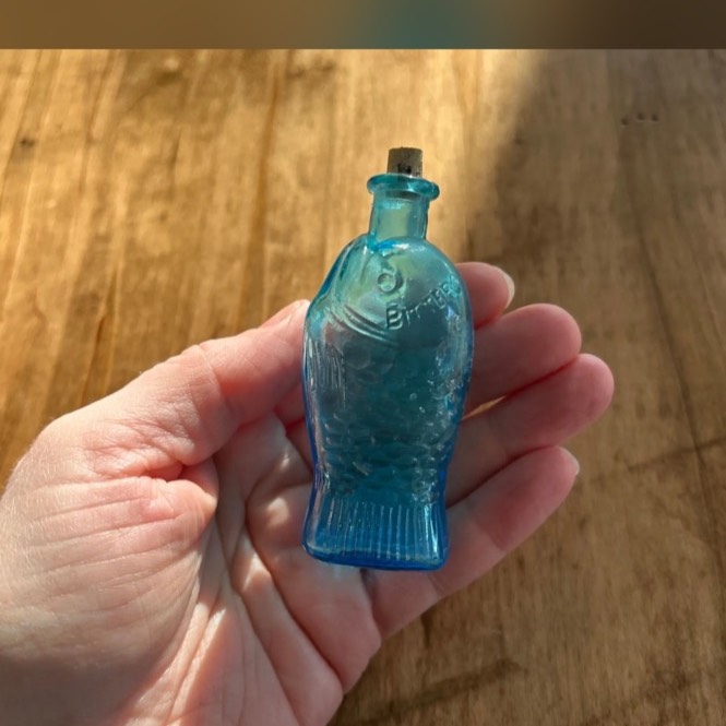 Vintage Fish Bottle Doctor Fisch's Bitters Blue Wheaton