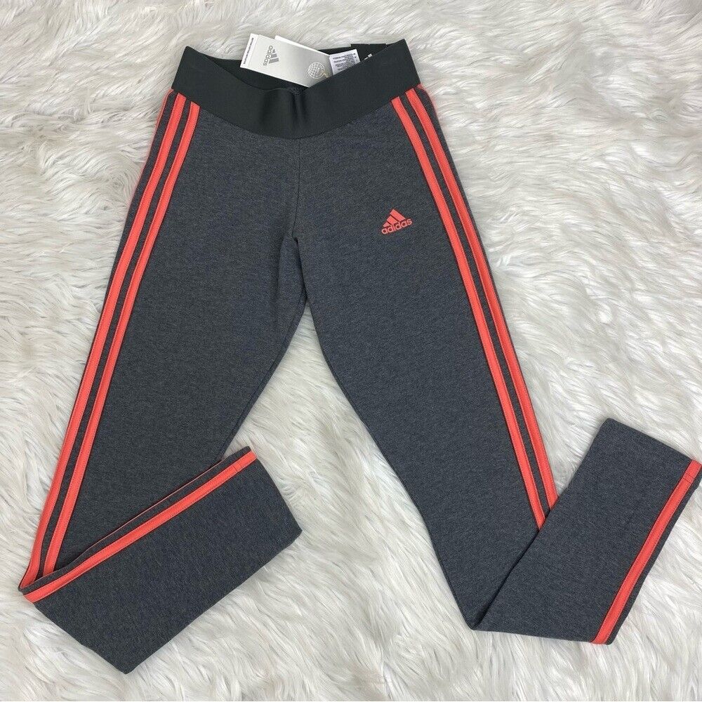 Adidas Women’s NWT Grey Three Striped Tight Fit Mid-Rise Leggings XS ...