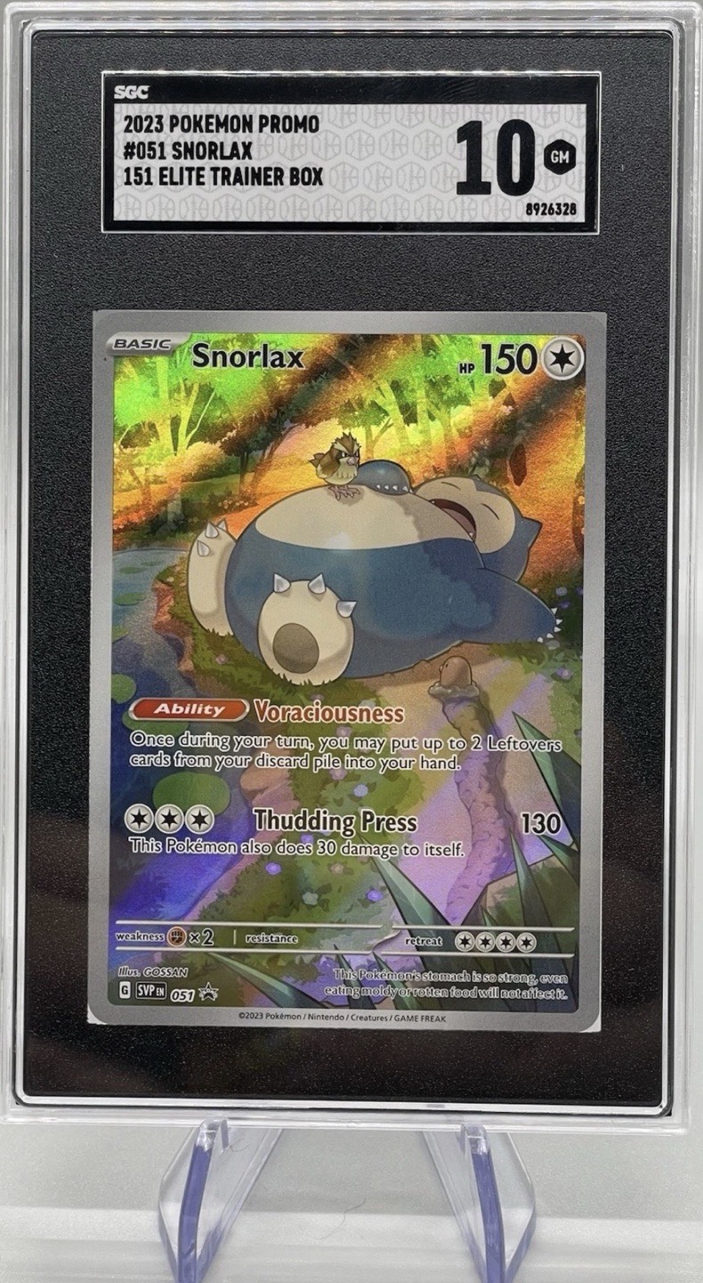 2023 Pokémon Promo Snorlax #51 151 Elite Trainer Box SGC 10 Gem Mint