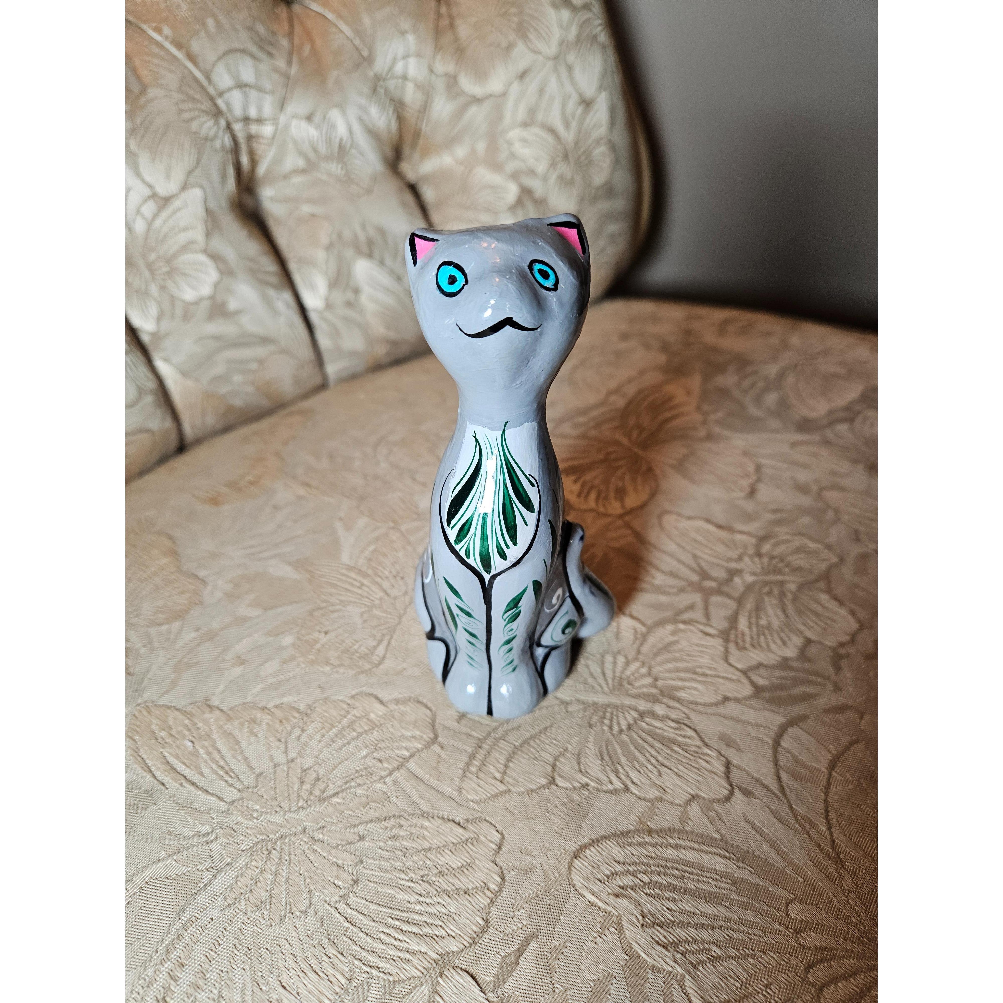 Hand-Painted Ceramic Cat Figurine